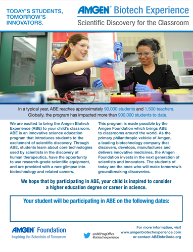 Informational Flyer | Amgen Biotech Experience